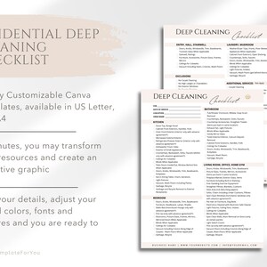 Residential Deep Cleaning Checklist Editable House Cleaning - Etsy