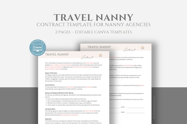 Editable Travel Nanny Contract Template, Nanny Agency Onboarding ...