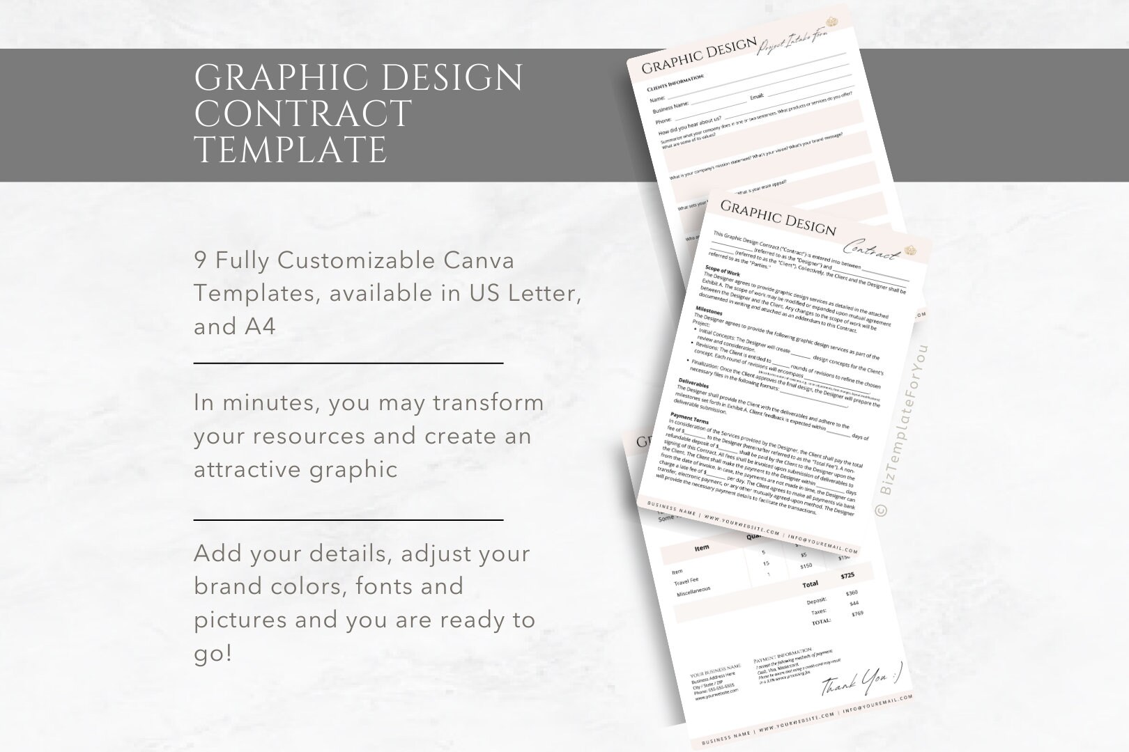 Editable Graphic Design Contract Template, Incl. Intake Form and ...