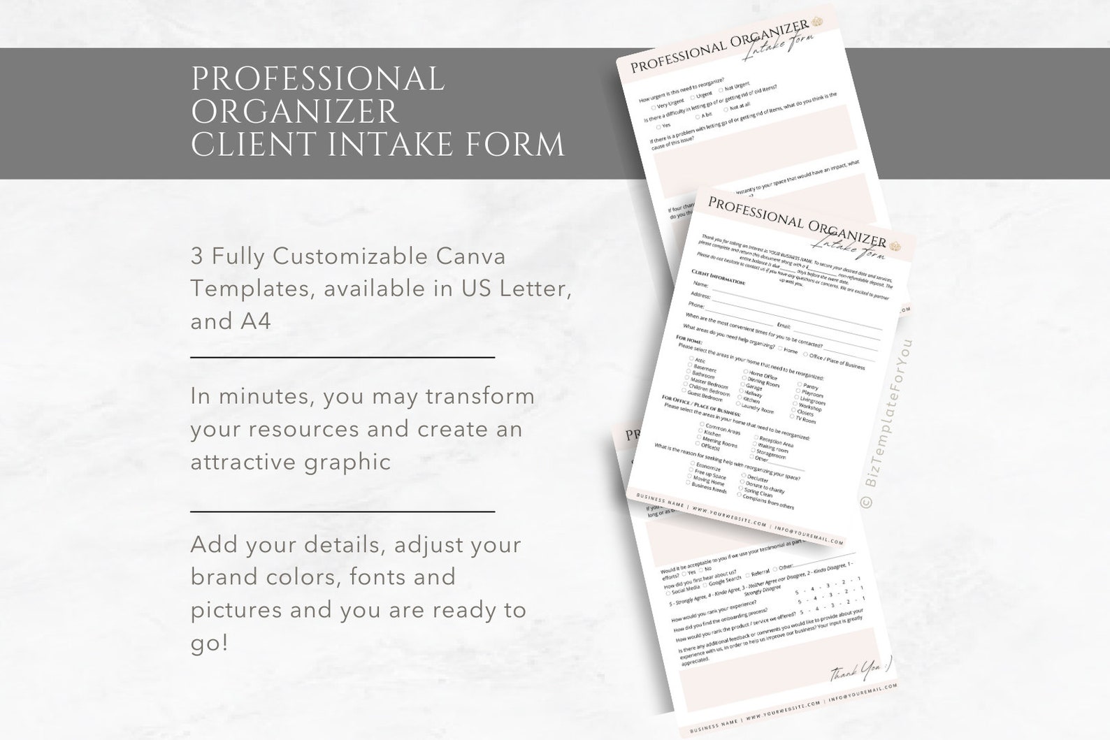 Editable Professional Organizer Client Intake Form Template, Home ...