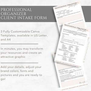Editable Professional Organizer Client Intake Form Template, Home ...