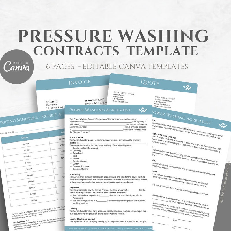 Pressure Washing Contract Template - Etsy
