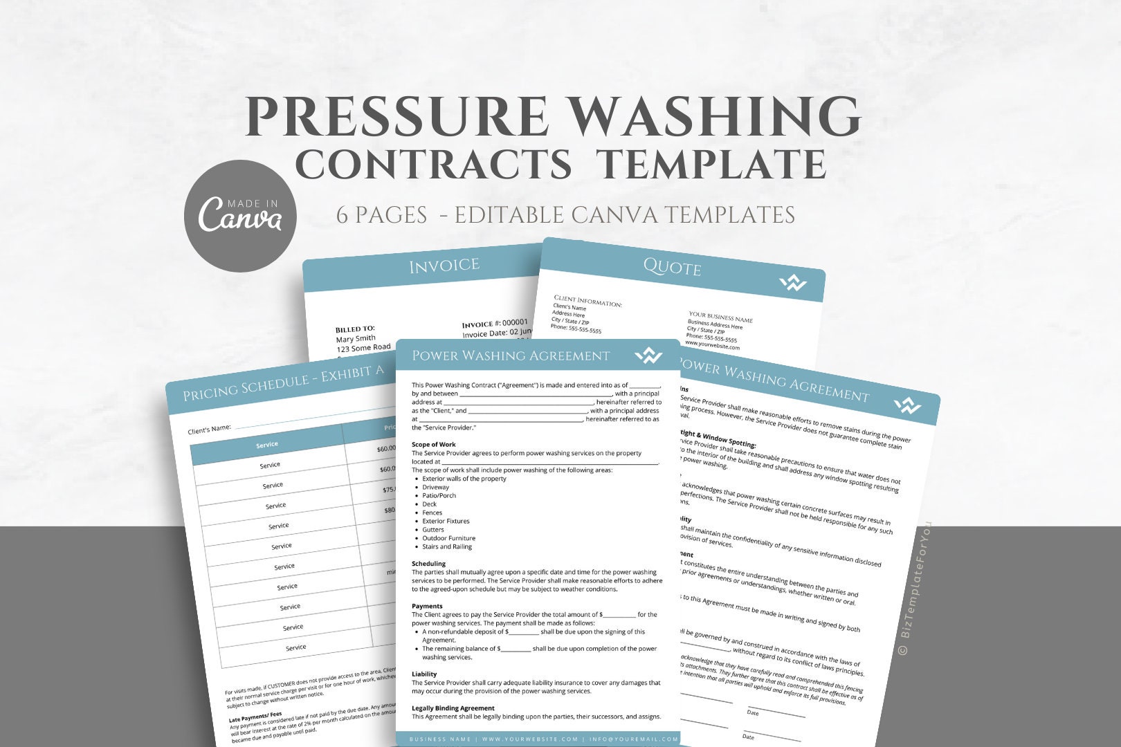 Editable Pressure Washing Contract Template, Professional Power ...