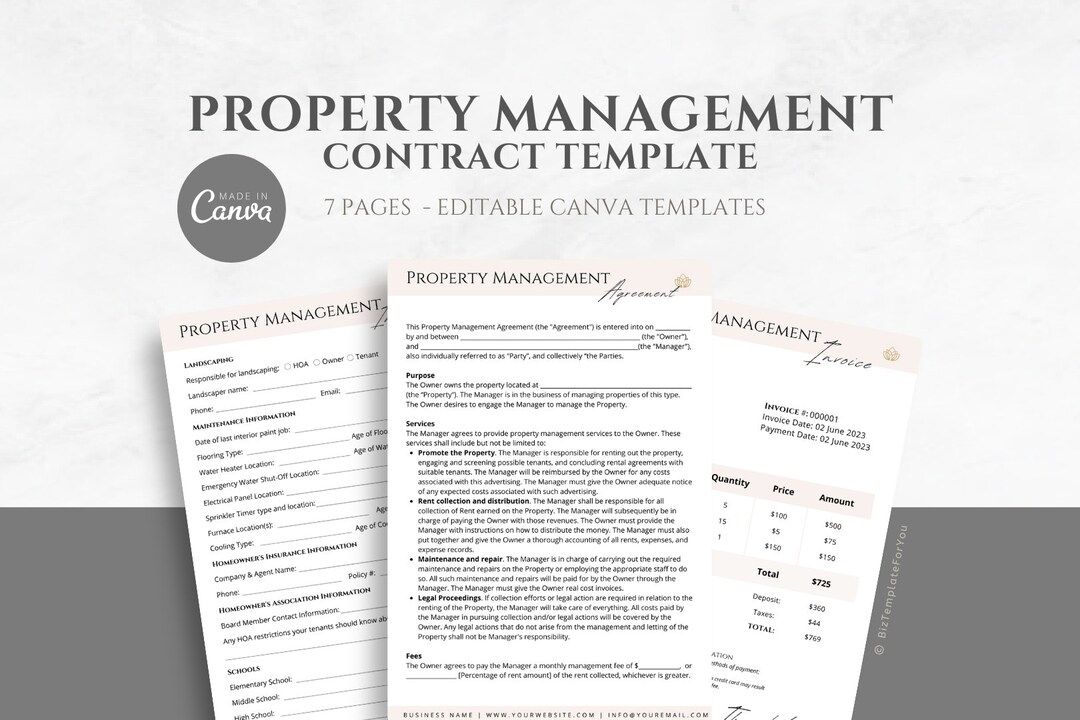 Editable Property Management Contract Template, Real Estate Property ...