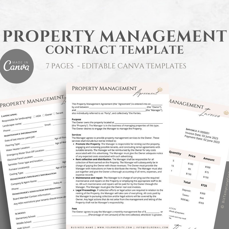 Property Management Contract Template - Etsy
