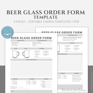 Editable Beer Glass Order Form Template, Printable Beer Glass Order ...