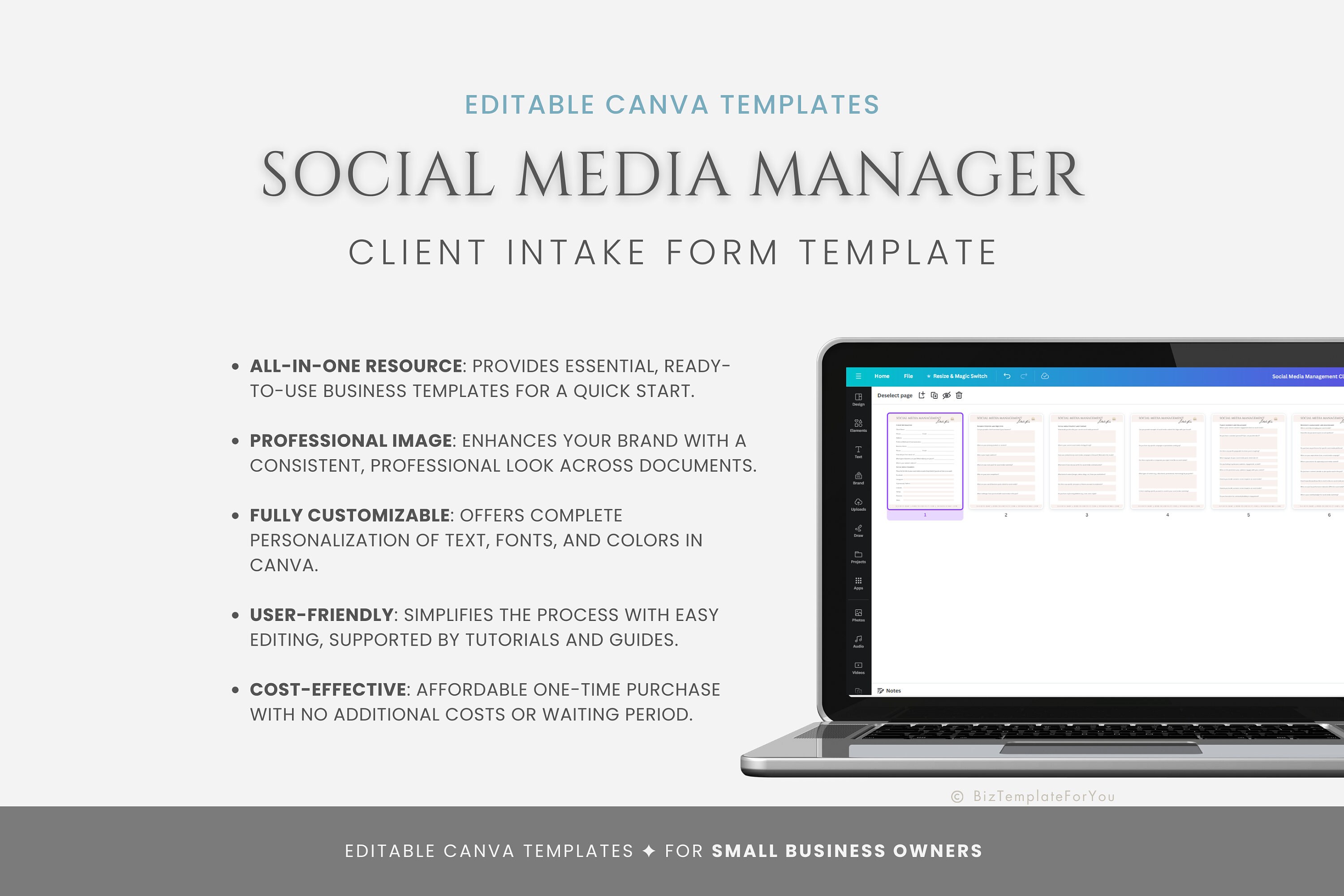 Editable Social Media Manager Client Intake Form Template, Freelance ...