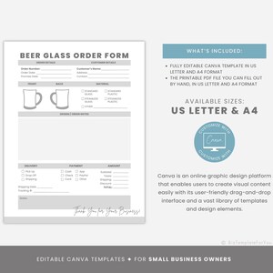 Editable Beer Glass Order Form Template, Printable Beer Glass Order ...