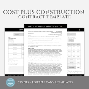 Cost Plus Contract Construction Template - Etsy