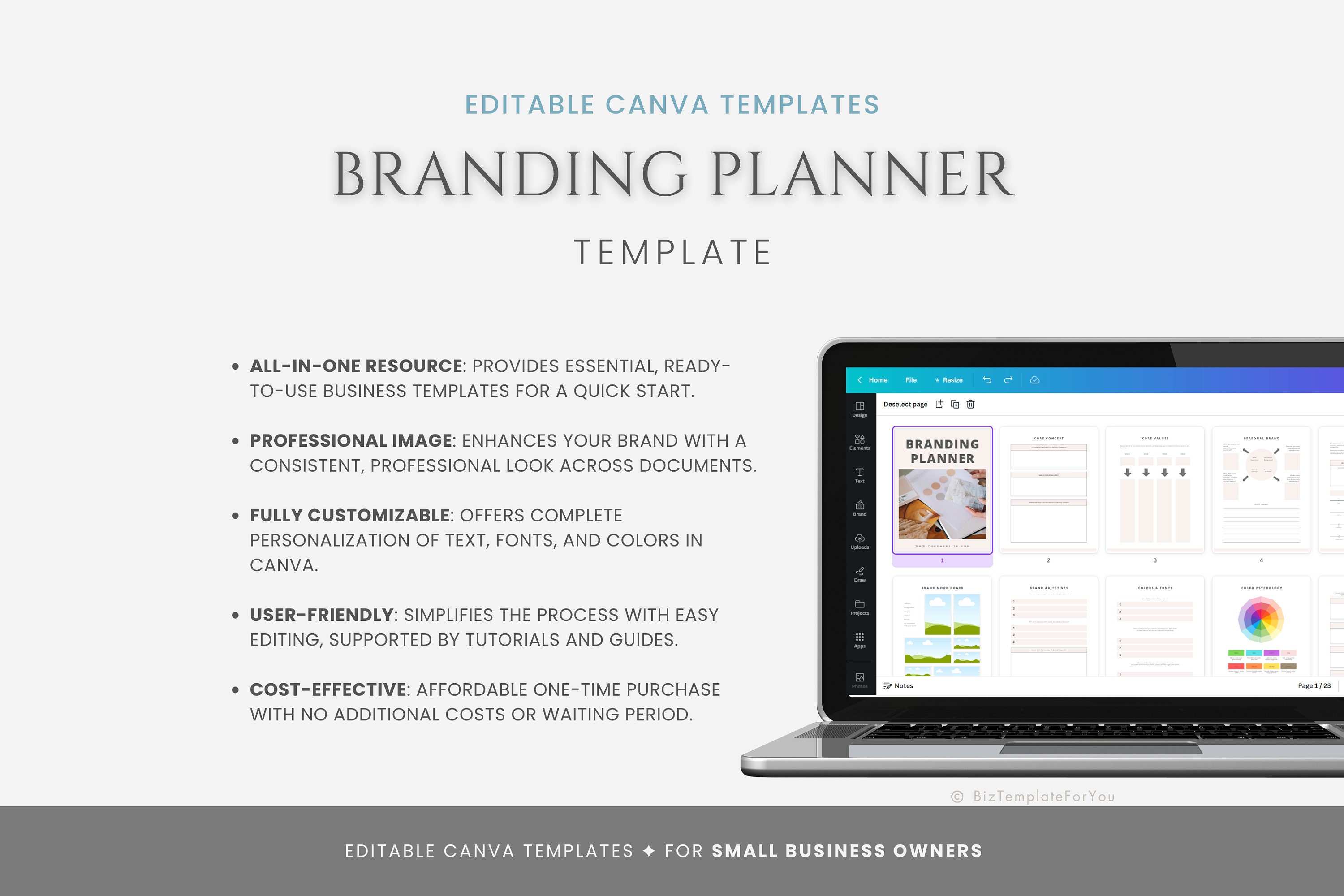 Editable Branding Planner Template, Brand Strategy Workbook, Business ...