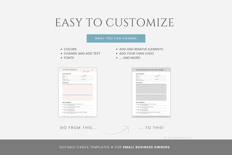 Editable Tattoo Intake Form, Client Intake Form, Tattoo Consent Form ...