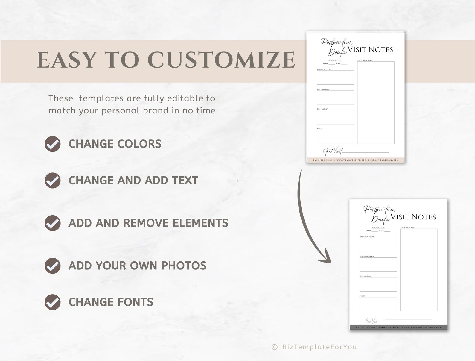 Editable Postpartum Doula Visits Notes and Tracker Templates. - Etsy