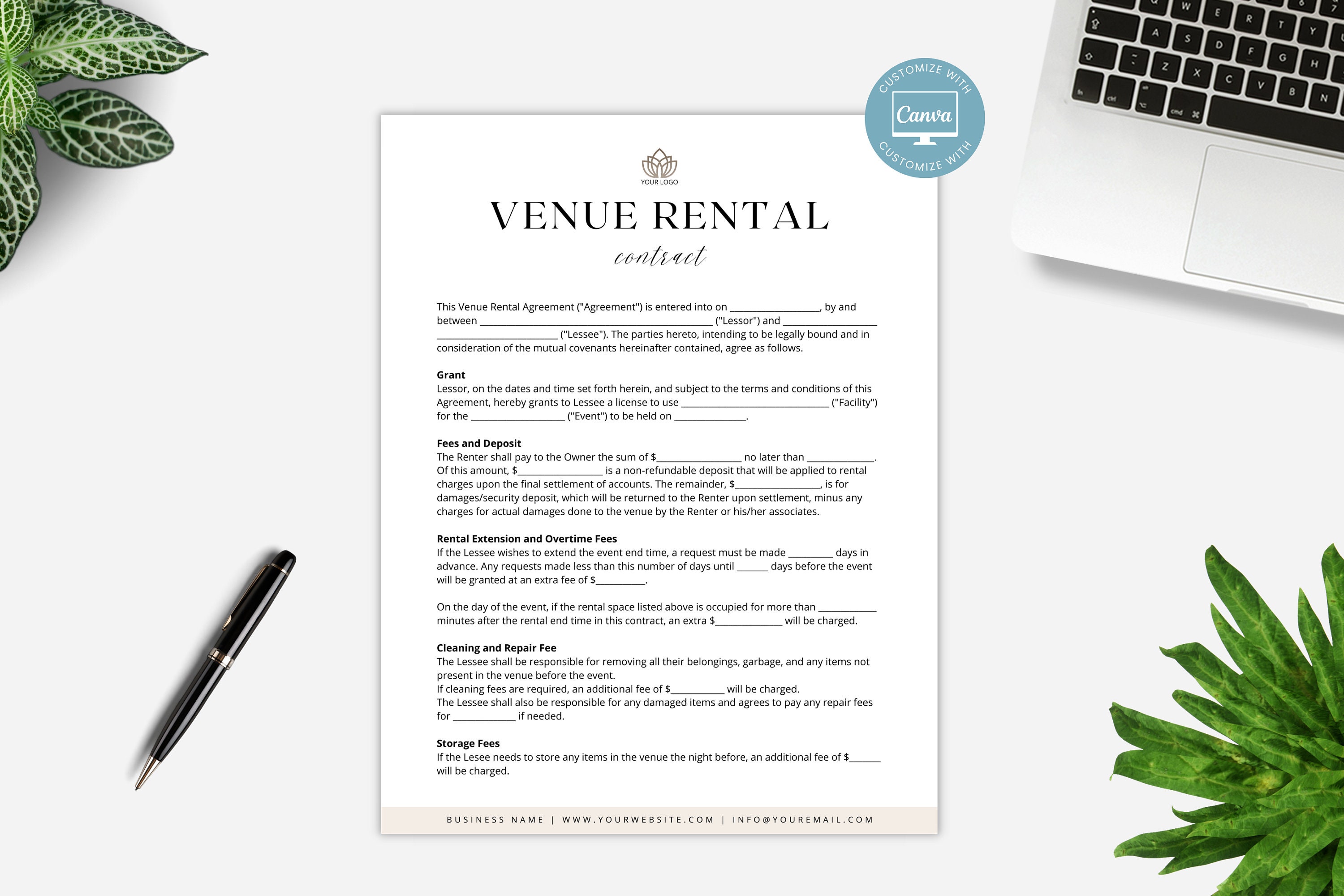 Editable Event Venue Rental Agreement Template, Event Facilities Rental ...
