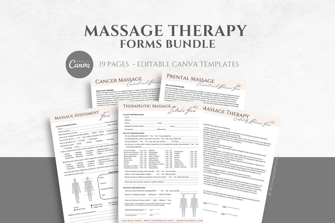 Editable Massage Therapist Forms Bundle, Esthetician Forms Packet for ...