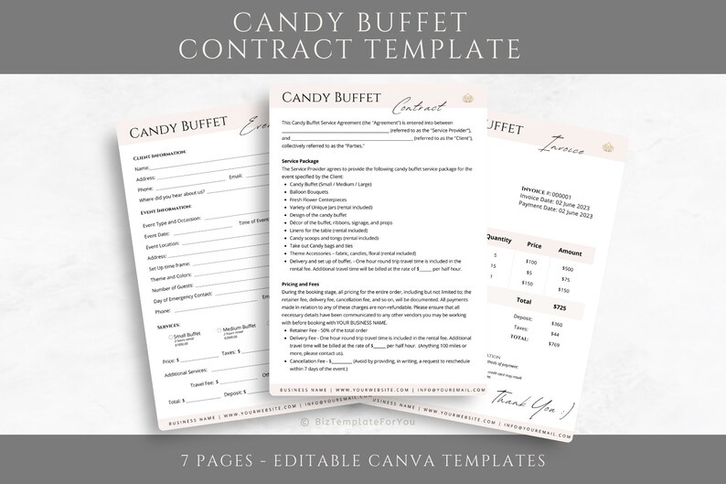Editable Candy Buffet Contract Template, Dessert Table Service ...