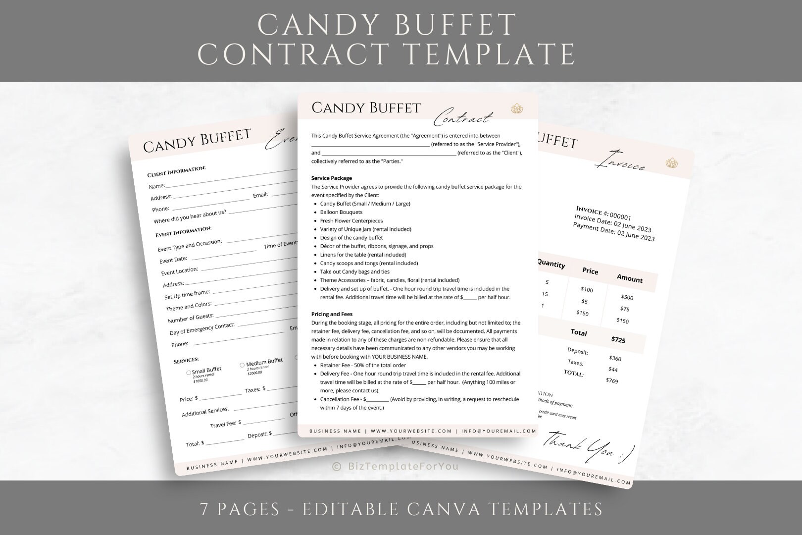 Editable Candy Buffet Contract Template, Dessert Table Service ...