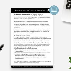 Editable Landscaping Contract Template, Professional Landscaping ...