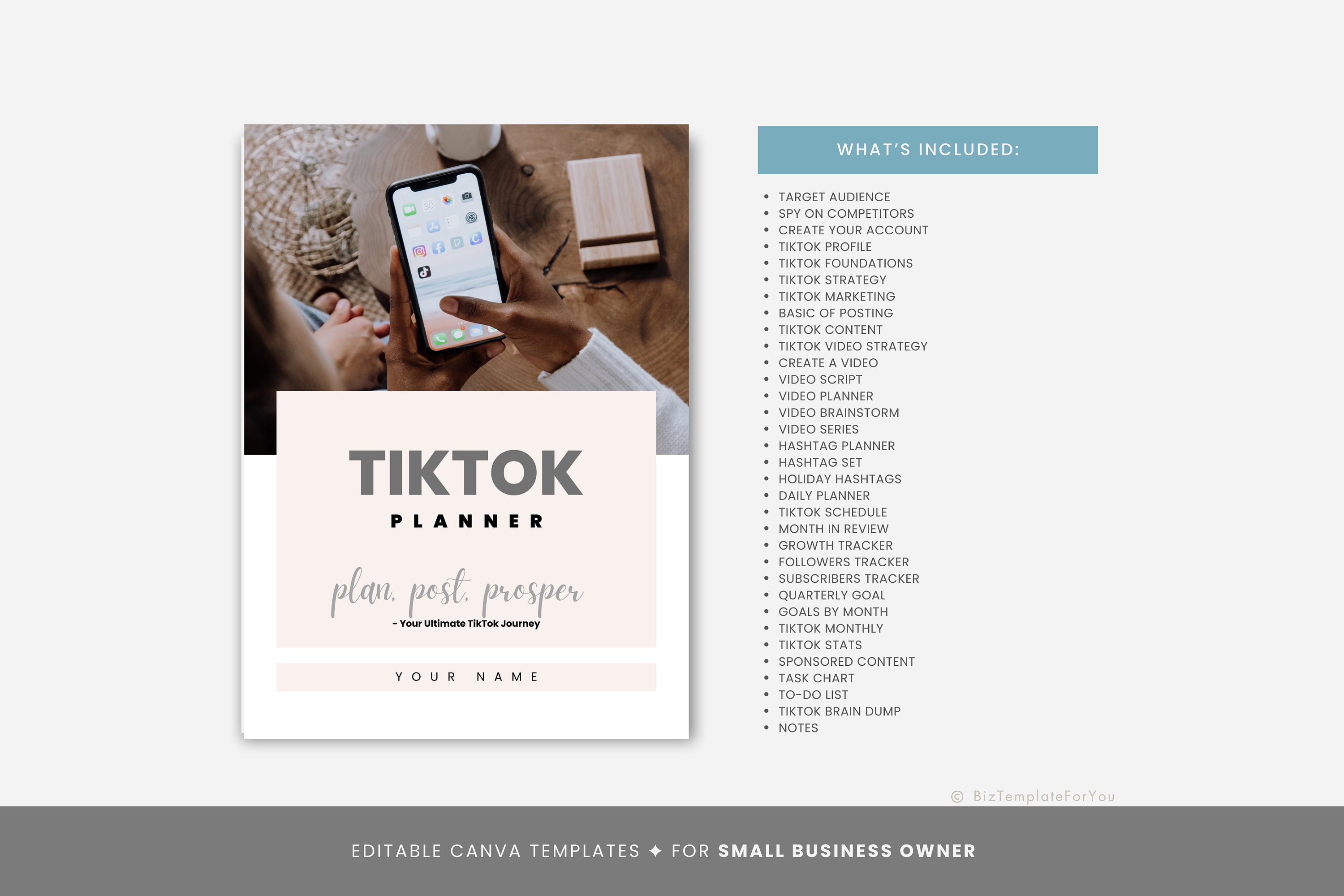 Editable Tiktok Planner Template, Social Media Planner for Small ...