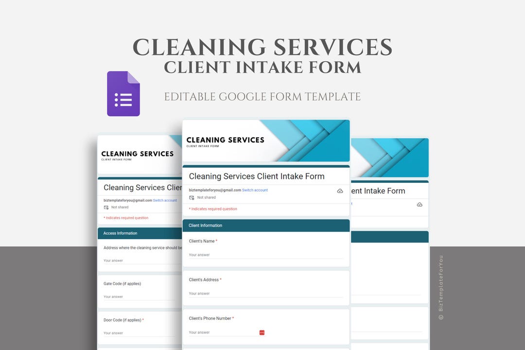 Cleaning Services Client Intake Form, Editable Residential and ...
