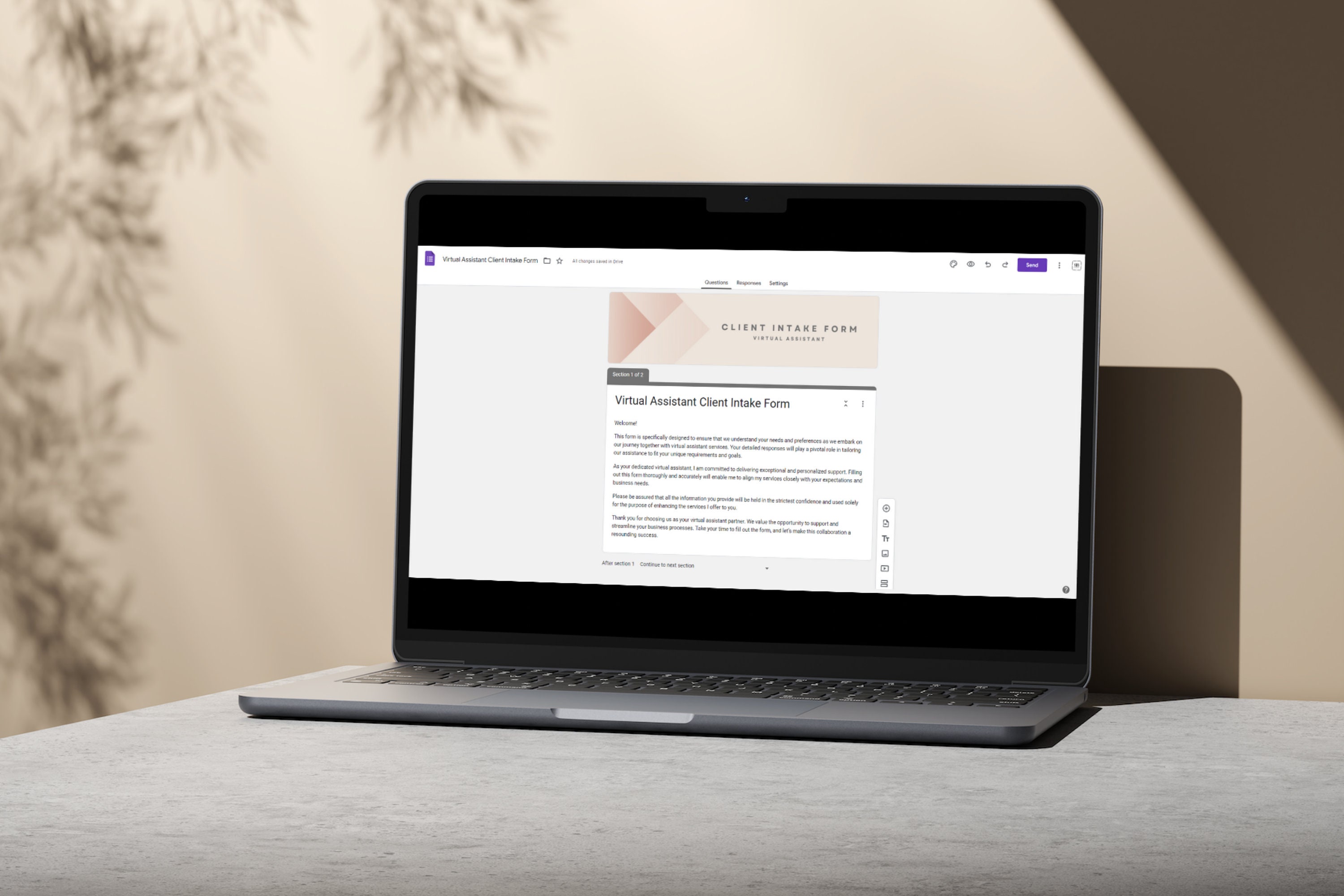 Editable Virtual Assistant Client Intake Form Template, Freelance ...