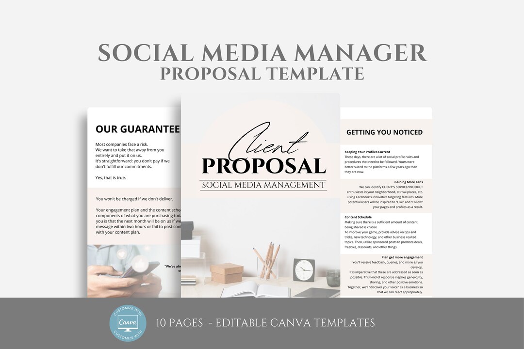 Editable Social Media Manager Proposal Template, Freelance Social Media ...