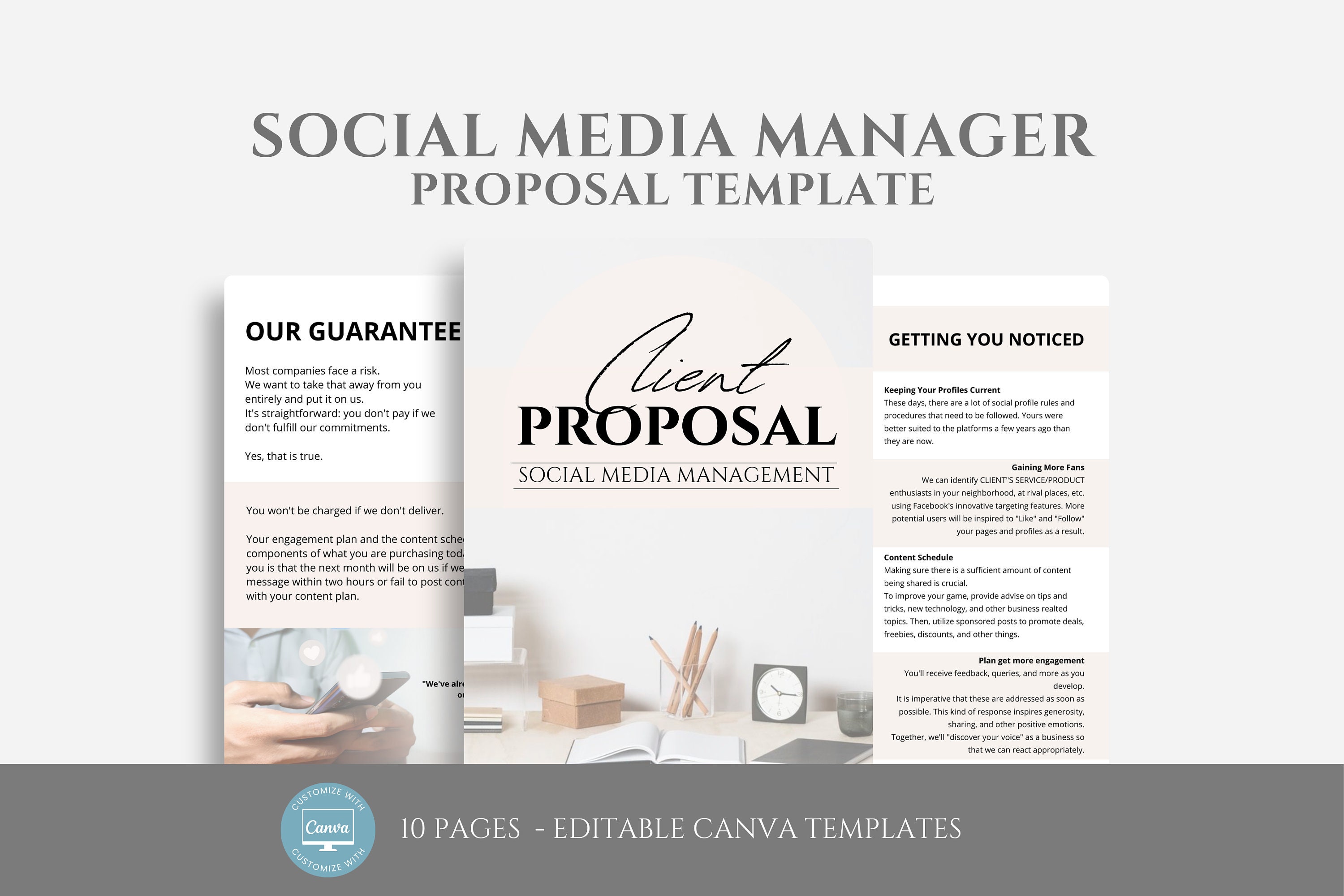 Editable Social Media Manager Proposal Template, Freelance Social Media ...