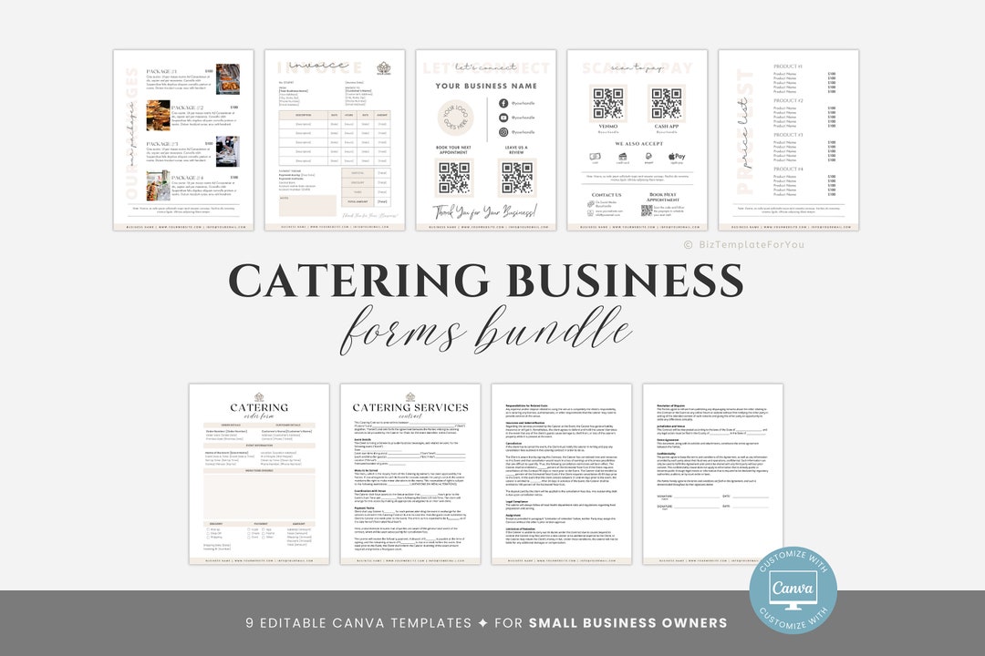 Editable Catering Business Forms Bundle, Contract Template, Catering ...