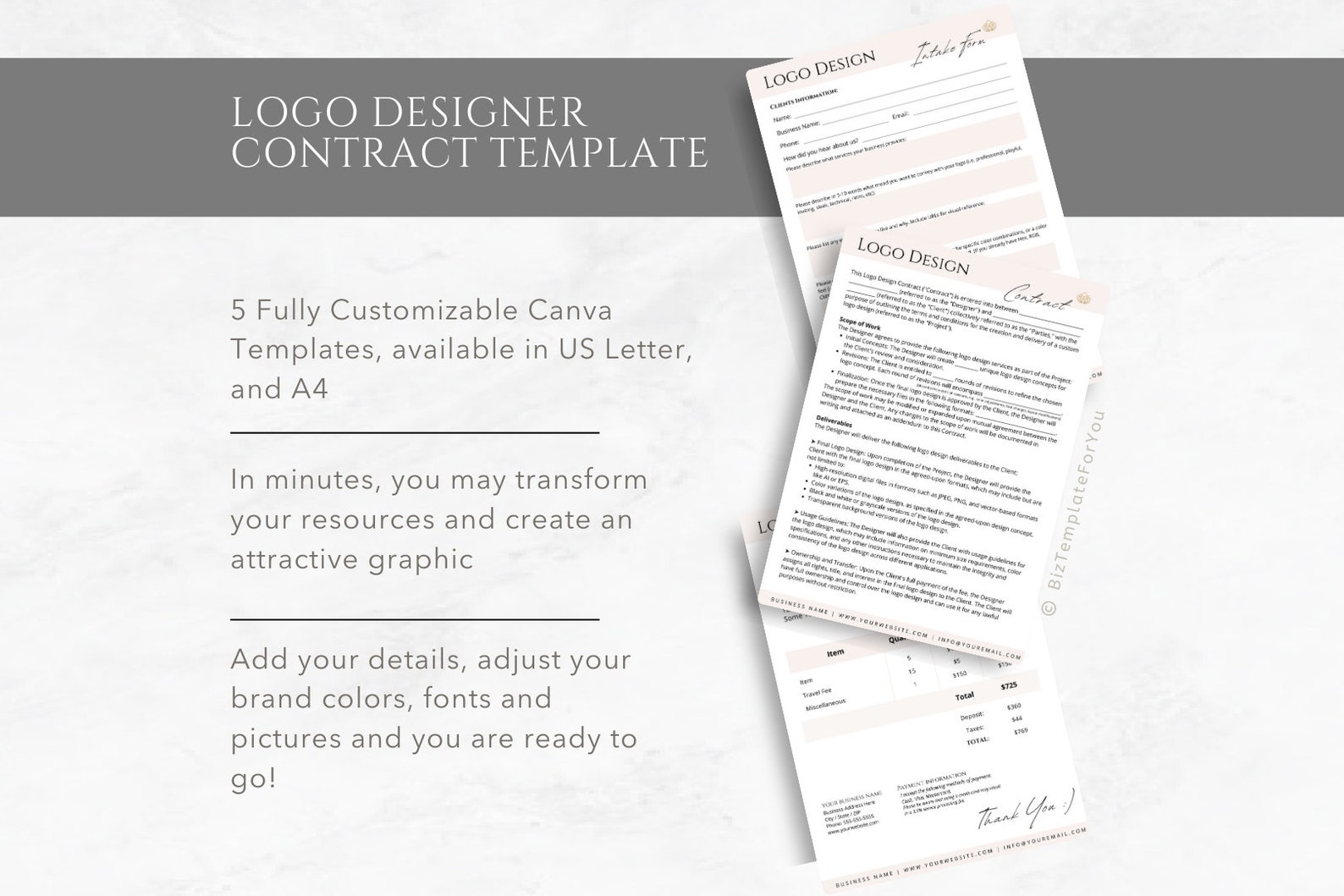 Editable Logo Designer Contract Template, Freelance Graphic Design ...