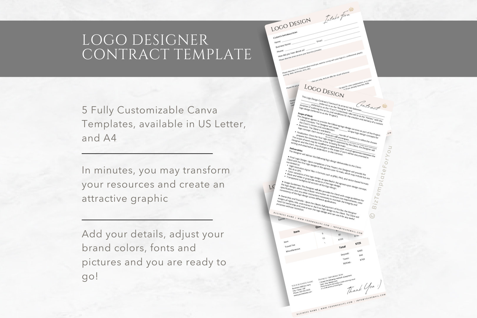 Editable Logo Designer Contract Template, Freelance Graphic Design ...