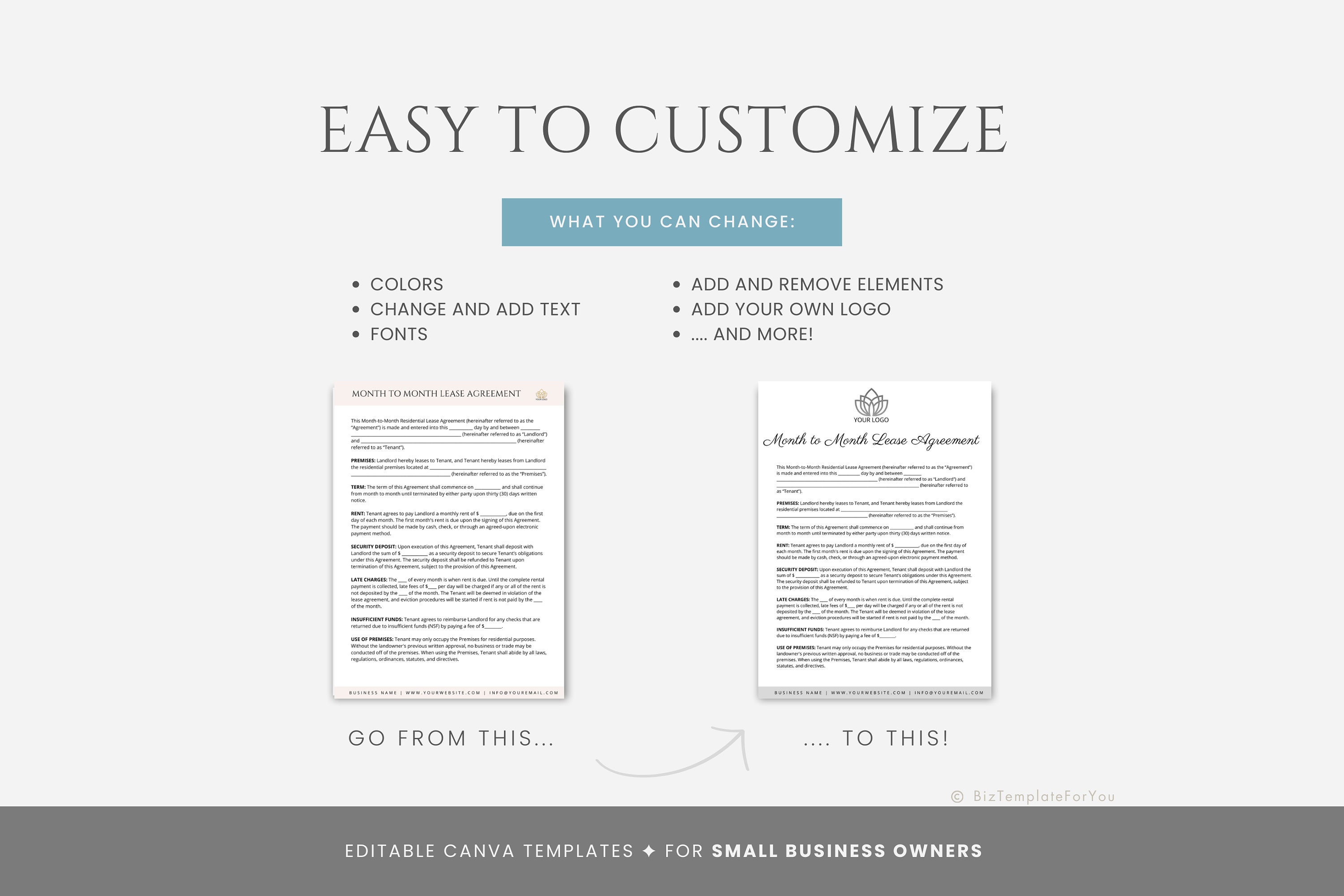 Editable Month to Month Lease Agreement Template, Monthly Rental ...