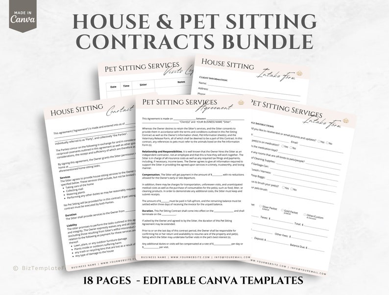 Editable House and Pet Sitting Contract Bundle House & Pet - Etsy