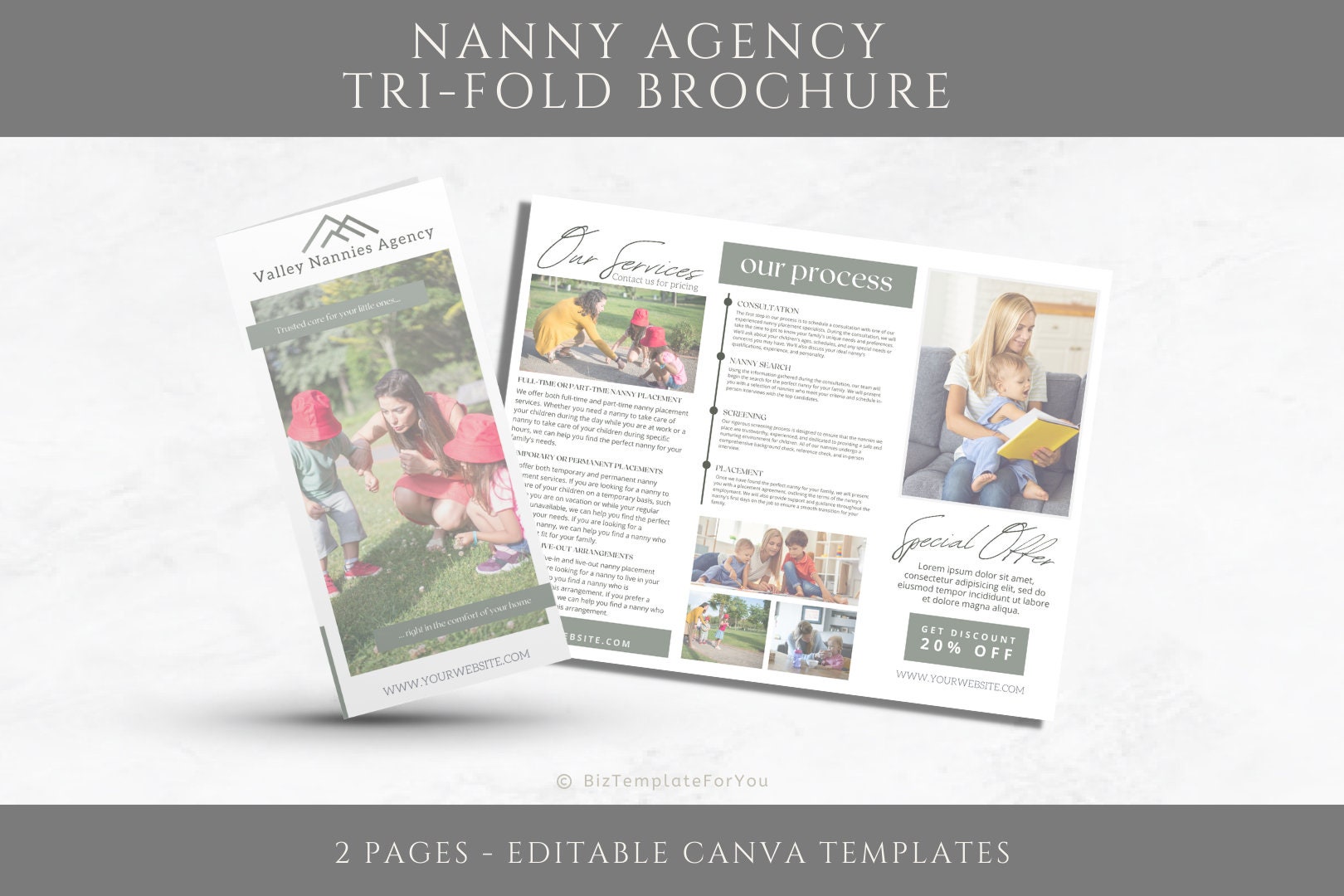 Editable Nanny Agency Trifold Brochure Template, Nanny Marketing Flyer ...