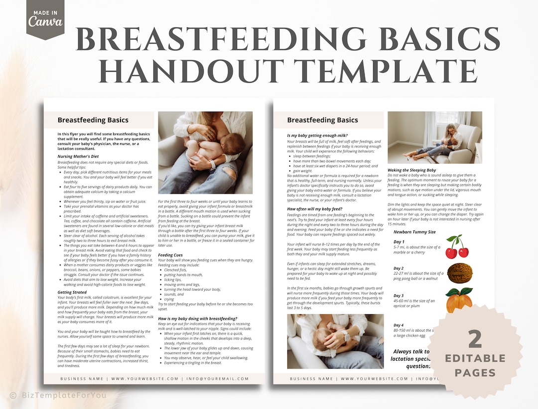 Breastfeeding Basics Editable Breastfeeding Handout Template - Etsy