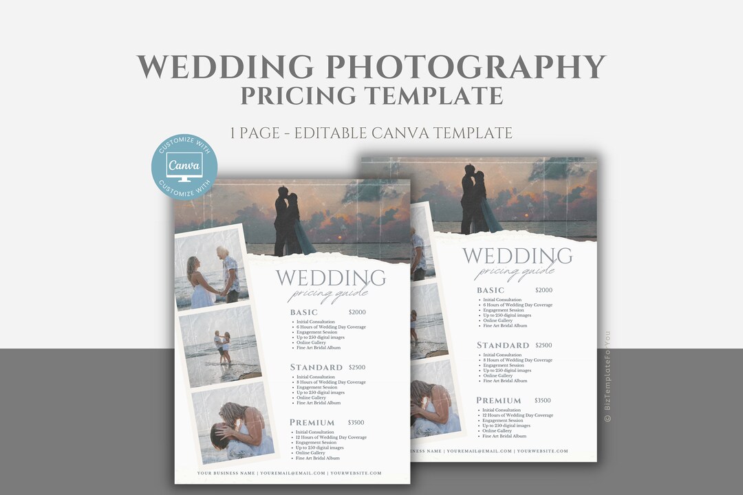 Editable Wedding Photography Pricing Template, Editable Pricing Guide ...