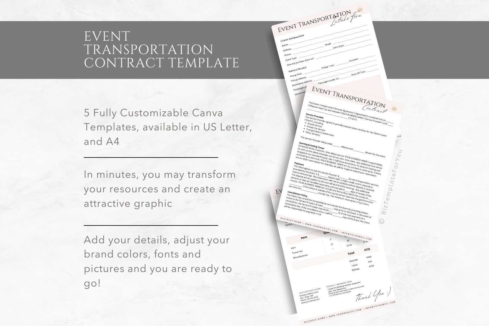 Editable Event Transportation Contract Template, Transportation Service ...