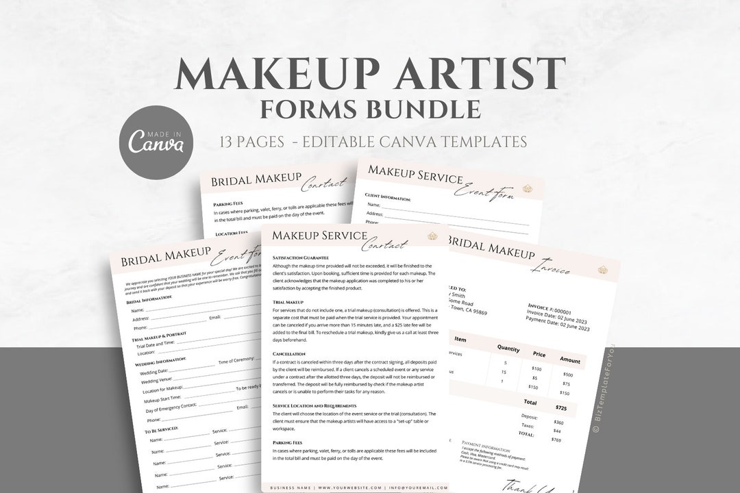 Editable Makeup Artist Forms Templates Bundle, Including Intake From ...