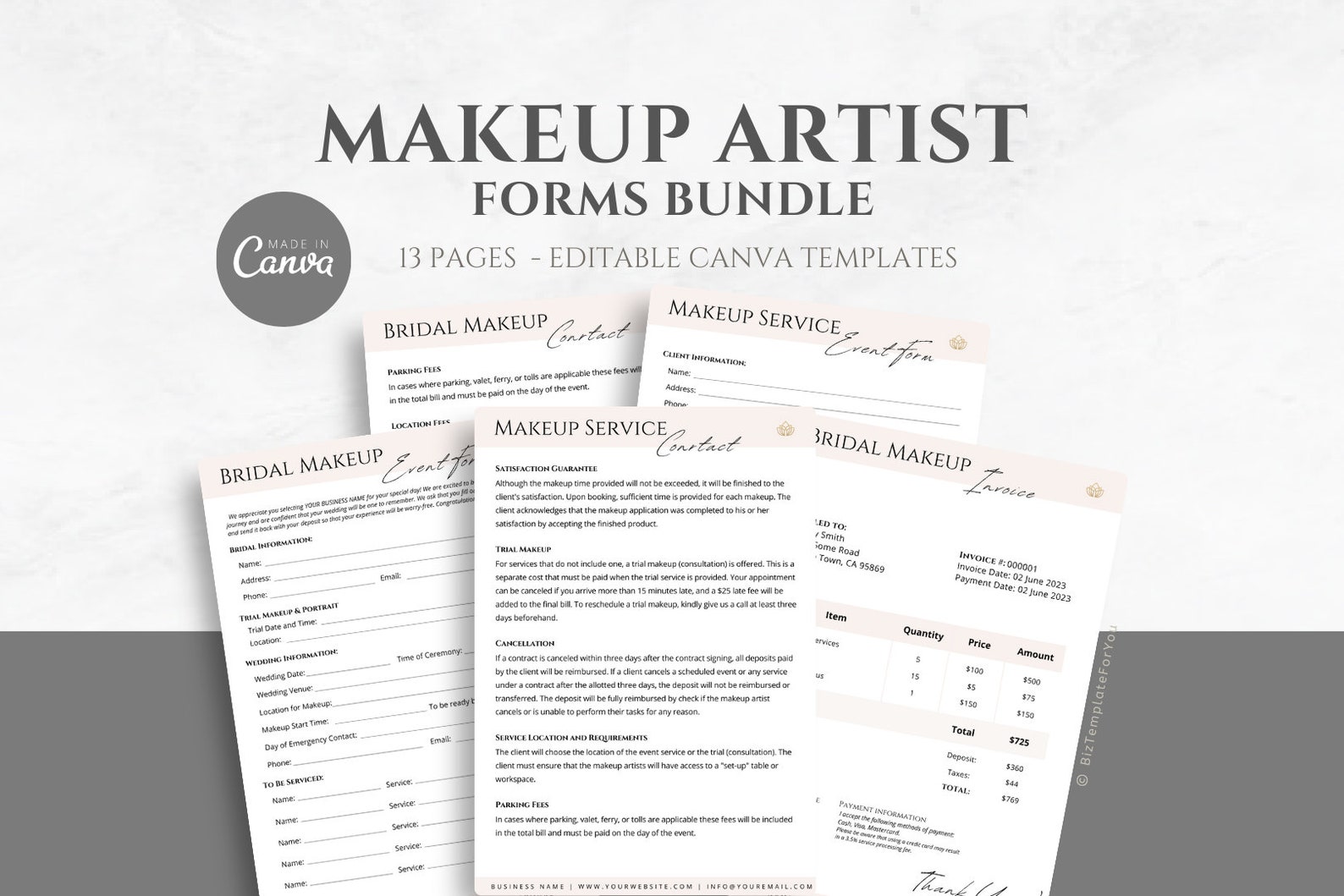 Editable Makeup Artist Forms Templates Bundle, Including Intake From ...