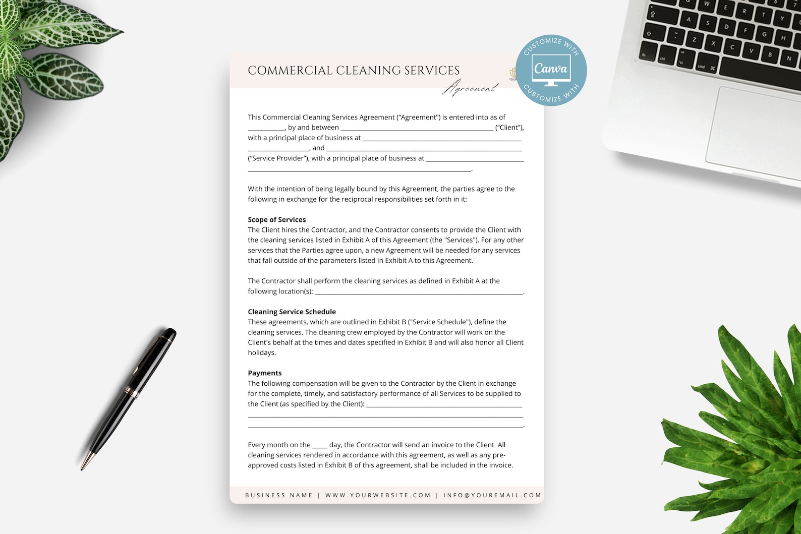 Commercial Cleaning Contract Template for Cleaning Service Business ...