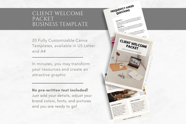 Editable New Client Welcome Packet Template, Onboarding Canva Template, New Client Service Guide ...