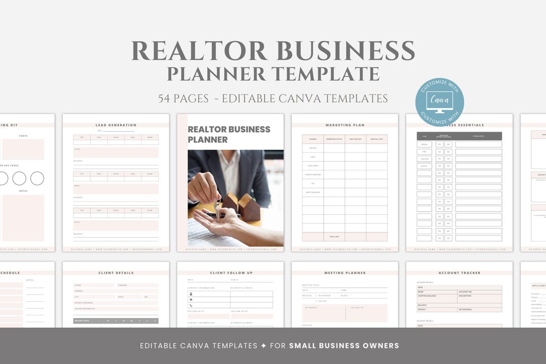 Editable Real Estate Agent Planner Template, Realtor Business ...