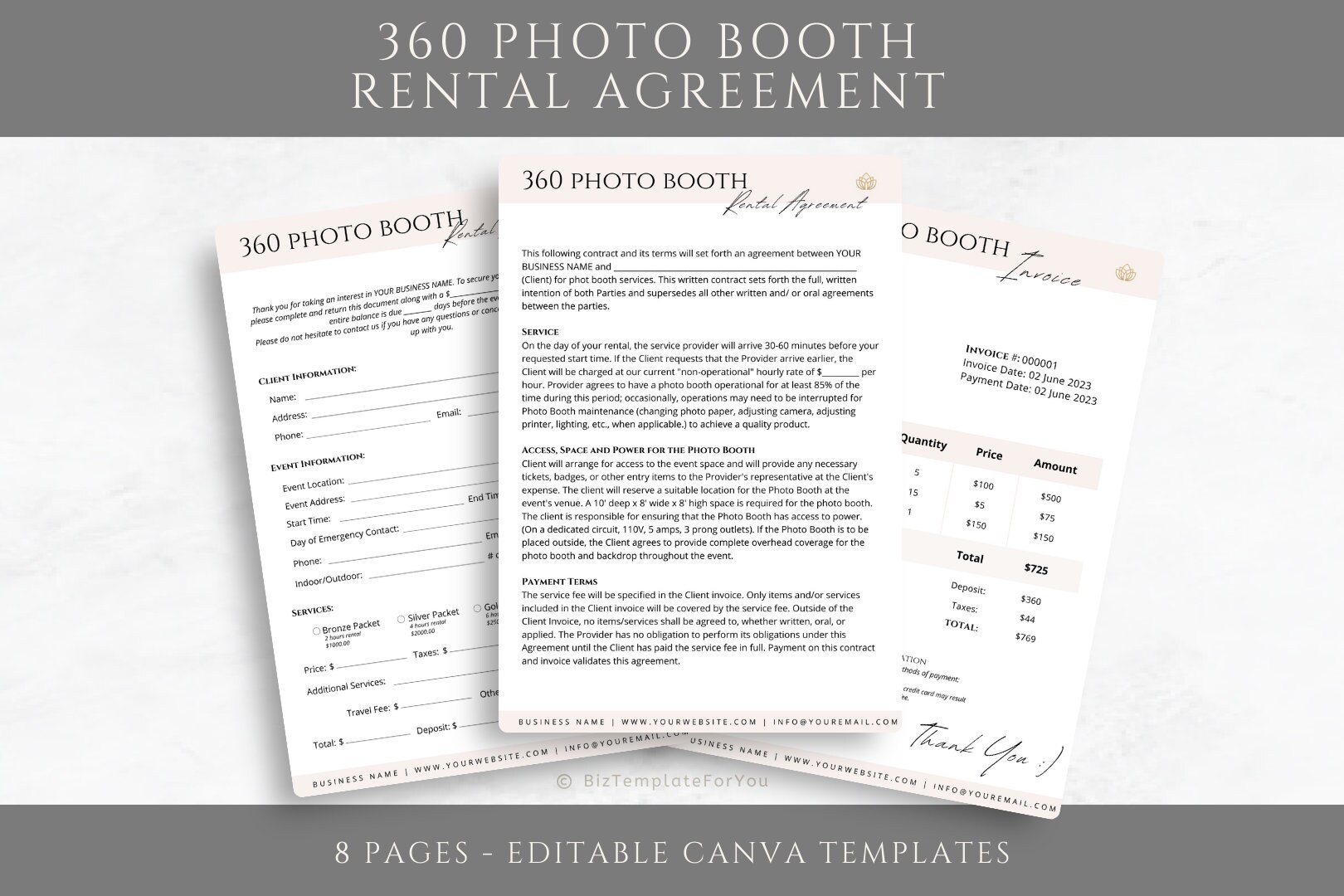 Editable 360 Photo Booth Contract Template, Professional Video Booth ...