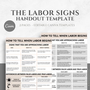 Editable Labor Signs Handout Template, Doula Tool, Birth Education ...
