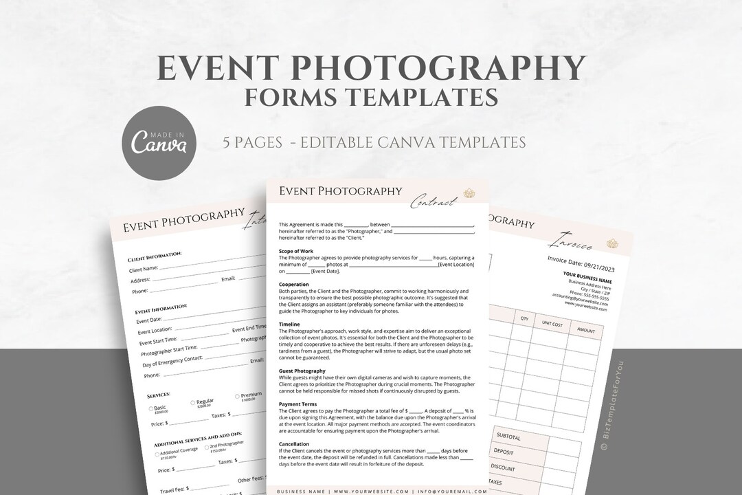 Editable Event Photography Contract Template. Corporate Event ...