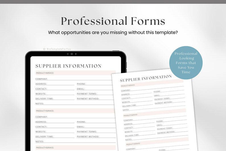 Editable Supplier Information Sheet Template, Vendor Contact Tracker ...