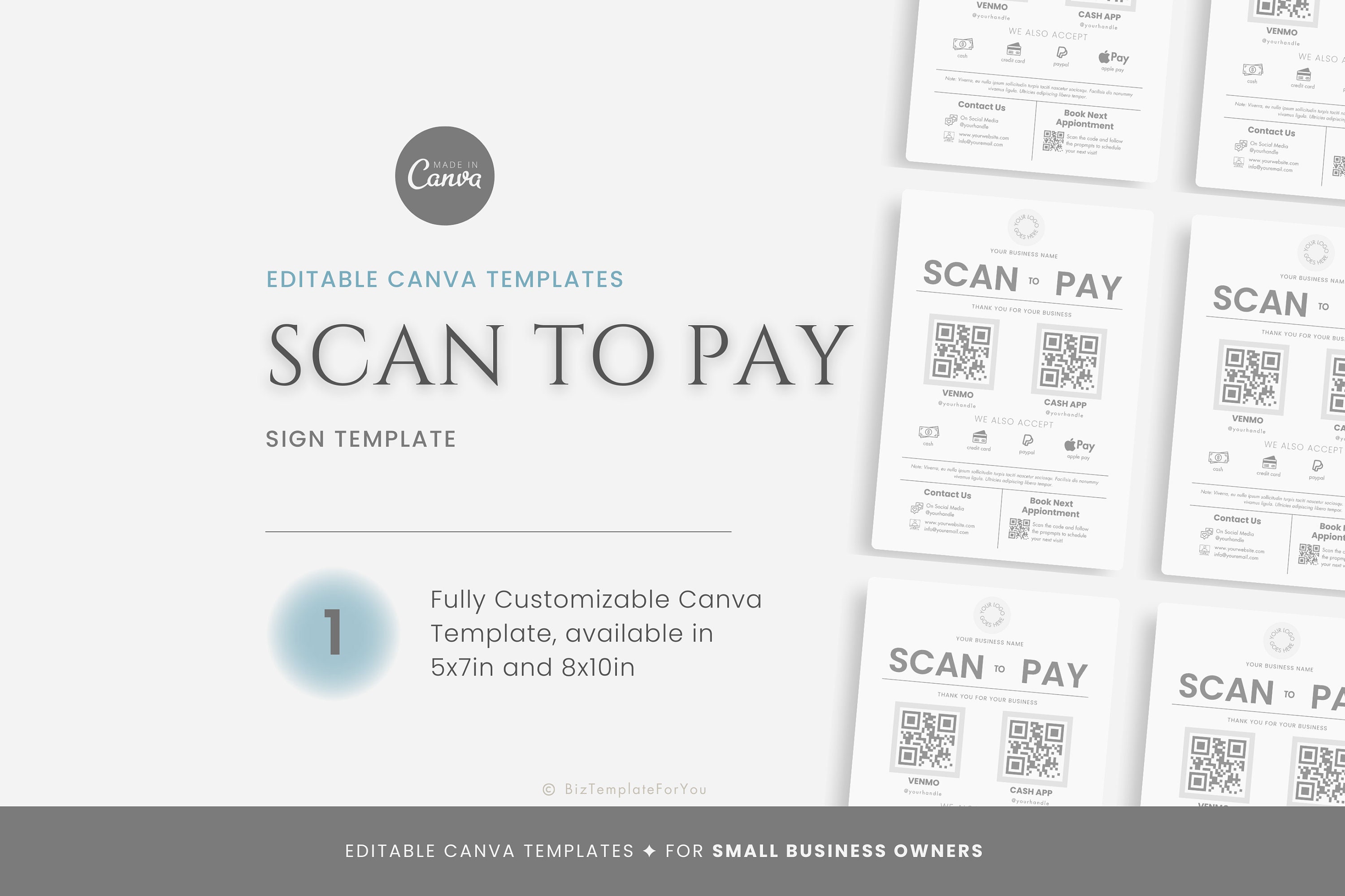 Editable Scan to Pay Template Cashapp Paypal Sign for Small - Etsy