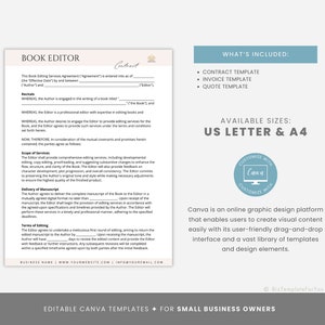 Editable Book Editor Contract Template, Freelance Book Editor Service ...