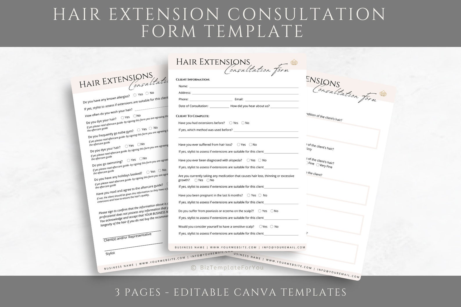 Fully Editable Hair Extension Consultation Form Template for ...