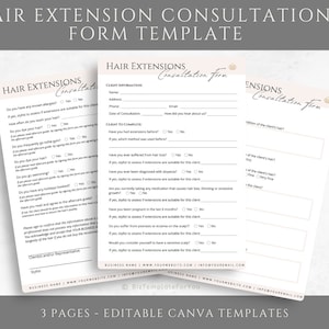 Fully Editable Hair Extension Consultation Form Template for ...