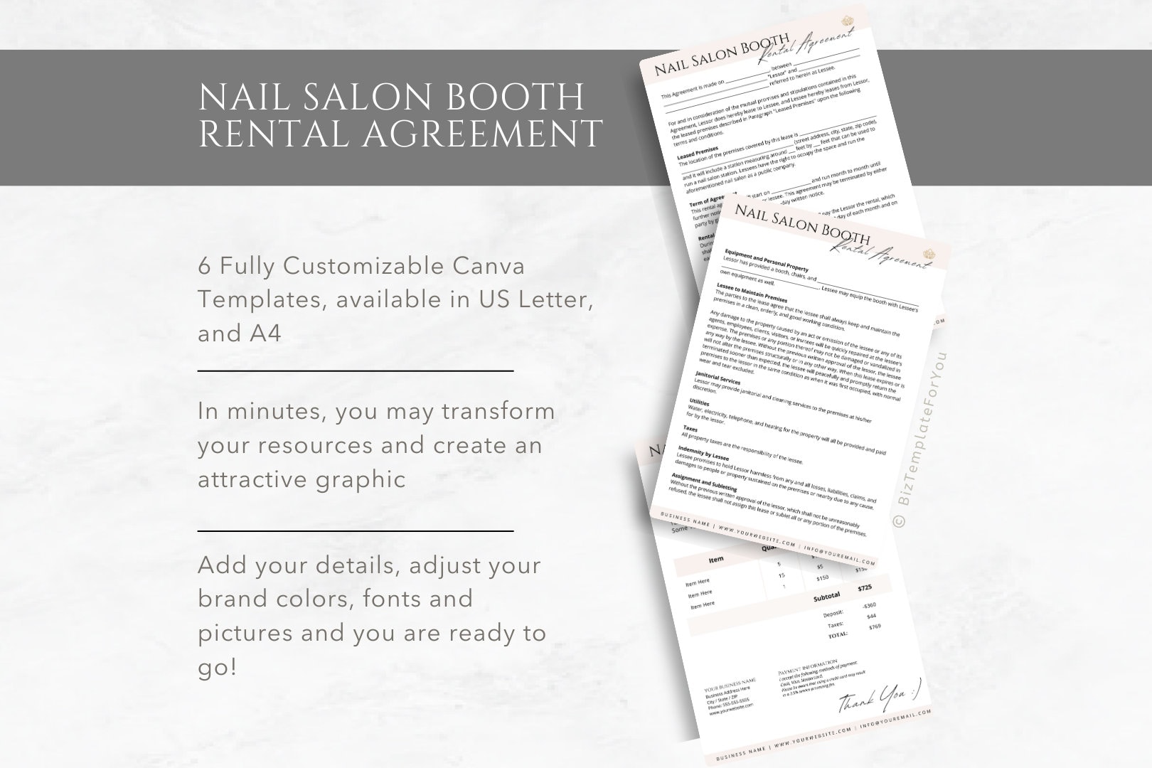 Editable Nail Salon Booth Rental Agreement, Professional Booth Contract ...