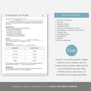 Editable Statement of Work Template, Scope of Work, Freelancer SOW ...